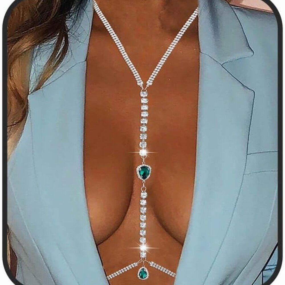 Rhinestone Body Chain Gold Silver Crystal Jewelry Bea… - Gem